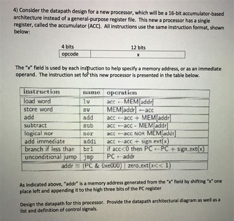 Solved Consider The Datapath Design For A New Processor Chegg Com