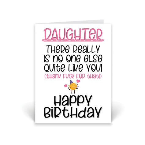 Funny Daughter Birthday Card Witty Profanity Unique Design Etsy