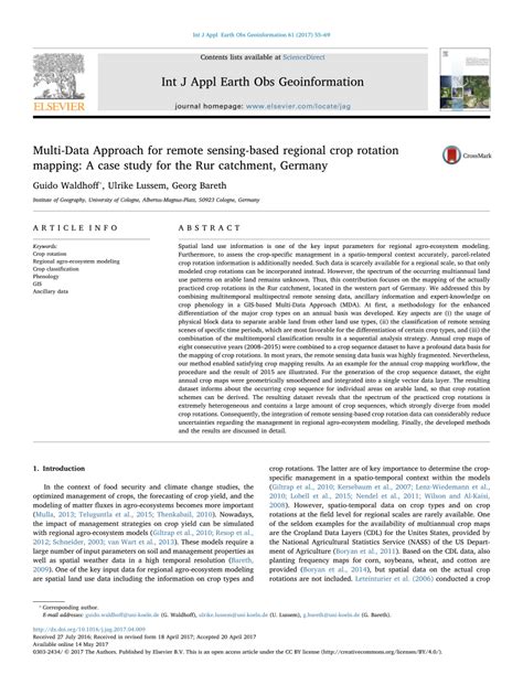 Pdf Multi Data Approach For Remote Sensing Based Regional Crop