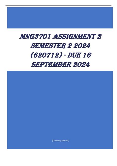 Mng3701 Assignment 2 Semester 2 2024 620712 Due 16 September 2024 Strategic Planning Iiia