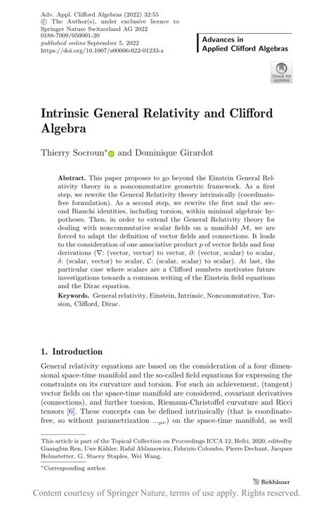 Intrinsic General Relativity And Clifford Algebra Request Pdf