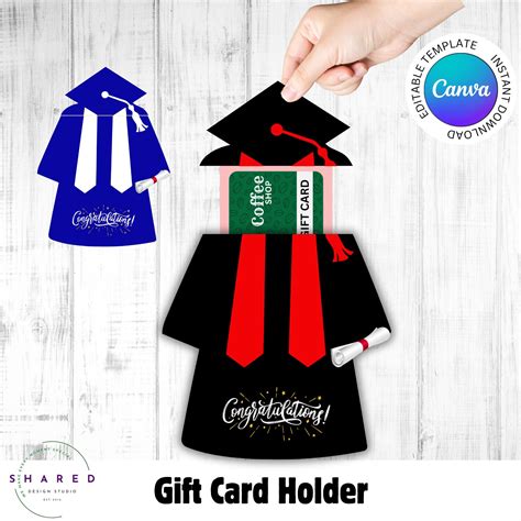 Graduation T Card Holder With Sleeve Editable Grad Cap And Gown T