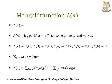 Mathematics Arithmetical Functions Pptx