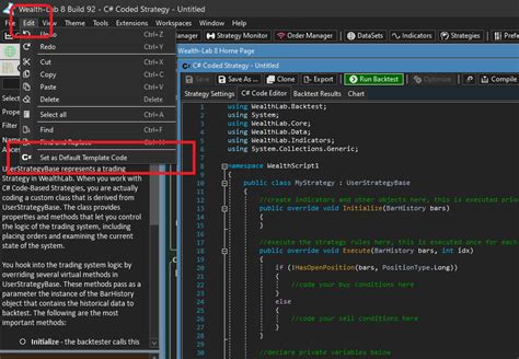 Save Code As Strategy Template Wealthlab