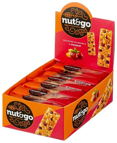 Купить Ореховый батончик Nut N Go с арахисом и клюквой, 18 шт по низкой ...