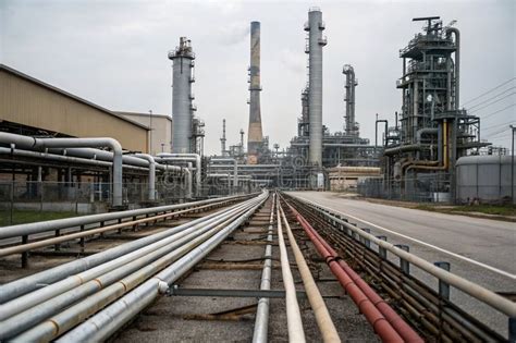 Large Refinery Complex With Pipelines Around Corridor Stock Illustration Illustration Of