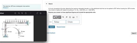 Solved The Steel Bar AB Has A Rectangular Cross Chegg