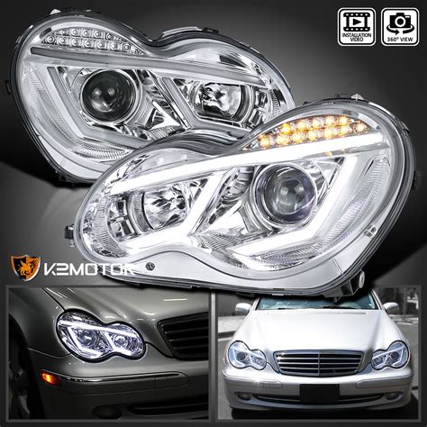 Fits 2001 2007 Mercedes Benz W203 C Class Led Strip Signal Projector