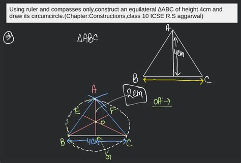using ruler and compasses only construct an equilateral ∆abc of height 4c