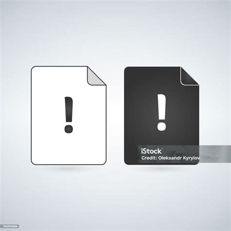 Important Document File Vector Icon With Exclamation Mark Flat Sign For