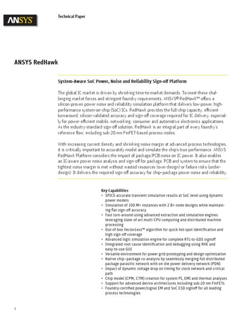 Tp Ansys Redhawk Pdf Pdf System On A Chip Simulation