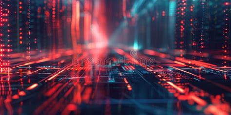 Digital Network With Redblue Lights And Data Streams Futuristic And Innovative Stock