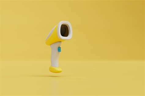 상품의 평가의 개념 노란색 배경에 상품의 스캐너 복사 붙여 넣기 복사 공간 3d 렌더링 검사 보기에 대한 스톡 사진 및 기타 이미지 Istock