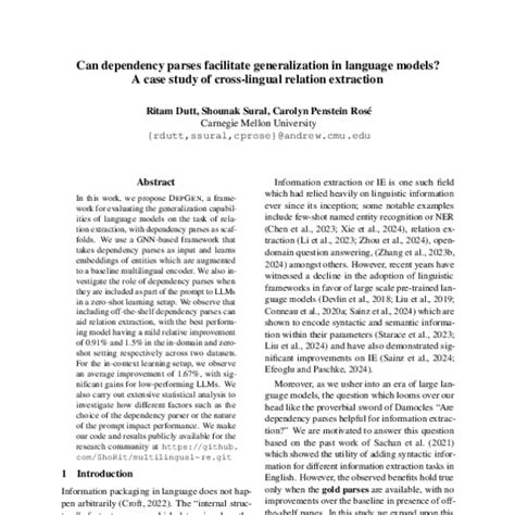 Can Dependency Parses Facilitate Generalization In Language Models A