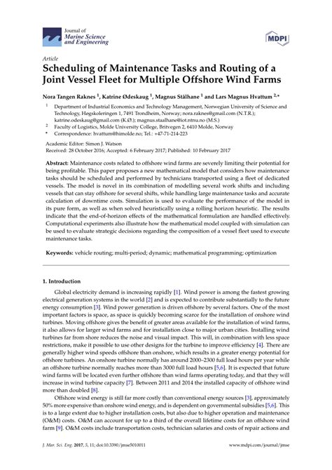 PDF Scheduling Of Maintenance Tasks And Routing Of A Joint Vessel Fleet For Multiple Offshore