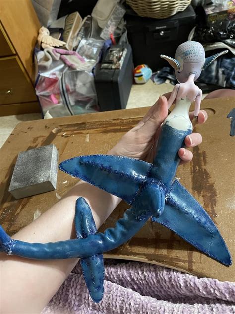 wip of my fully posable thresher shark girl ′˘‵ r customdolls