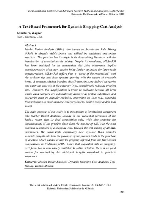 Pdf A Text Based Framework For Dynamic Shopping Cart Analysis