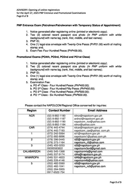 📣 Exam Advisory Pnp Napolcom Regional Office 13