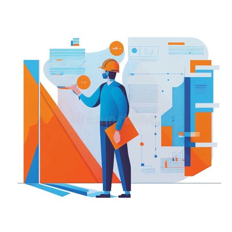 Architect Creating Blueprints In Colorful Ui Ux Style With Generative Ai Stock Illustration