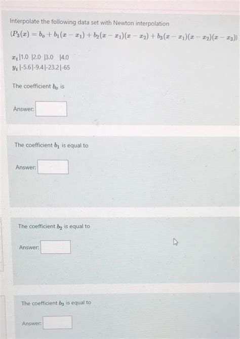 solved interpolate the following data set with newton