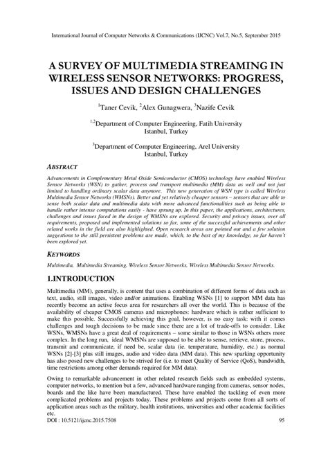 Pdf A Survey Of Multimedia Streaming In Wireless Sensor Networks