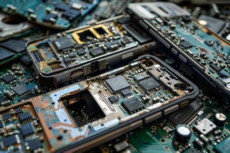 A Pile Of Dismantled Cell Phones Stacked On Top Of Each Other Revealing Circuit Boards And