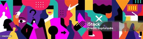 인터넷 사람들 소셜 네트워크 추상 벡터 배경 수평 벡터 일러스트 레이 션 가상현실에 대한 스톡 벡터 아트 및 기타 이미지 가상현실 군중 남자 Istock
