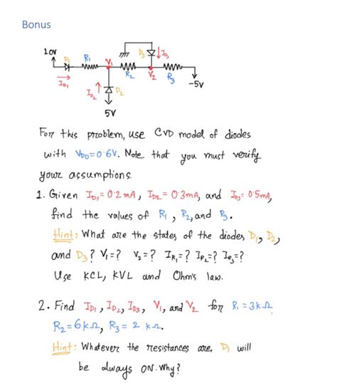 solved bonus for this problem use cvd model of diodes with