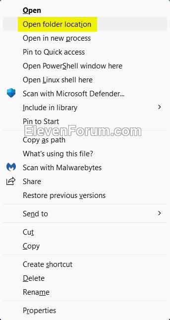 Add Or Remove Open File Location And Open Folder Location Context Menu In Windows Windows