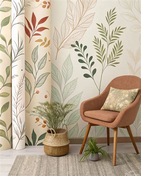 Botanical Minimalism Modern Abstract Wall Art With Earthy Tones By