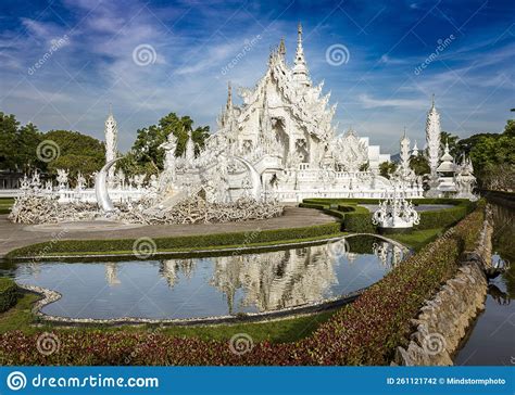 The White Temple Aka Wat Rong Khun In Chiang Mai Thailand Is A