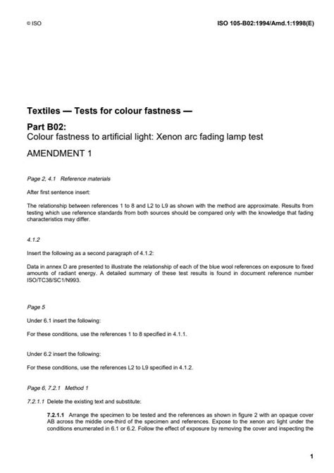 ISO B Amd Textiles Tests For Colour Fastness Part B Colour Fastness To