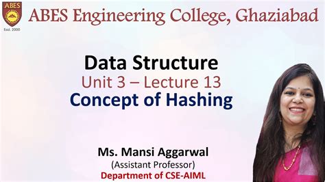 Lecture 13 Unit 3 Concept Of Hashing Data Structure Youtube