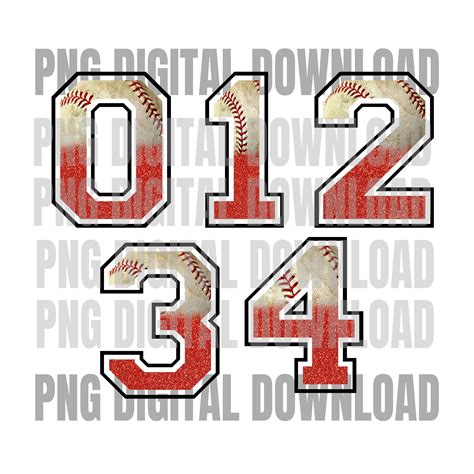 Baseball Numbers 0 4 Baseball Png Digital Download Baseball