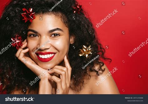 Smiling African Woman Curly Afro Hair Stock Photo Shutterstock