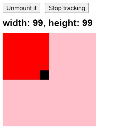 Use Element Size Track DOM Size In React
