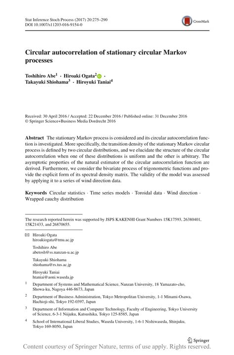 Circular Autocorrelation Of Stationary Circular Markov Processes