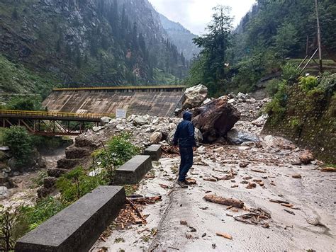 Road Blocked After Landslide In Himachal Pradeshs Kullu District The