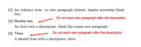 Spacing How Suppress New Paragraph After Items Description In