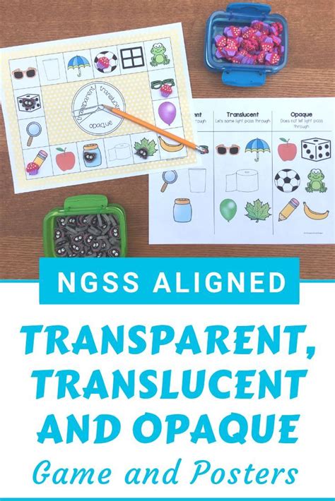 Transparent Translucent And Opaque Game And Posters St Grade Activities Science Games St