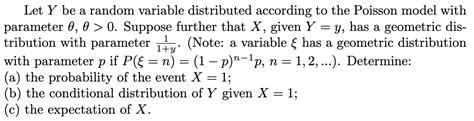 Solved Let Y Be A Random Variable Distributed According To The Poisson