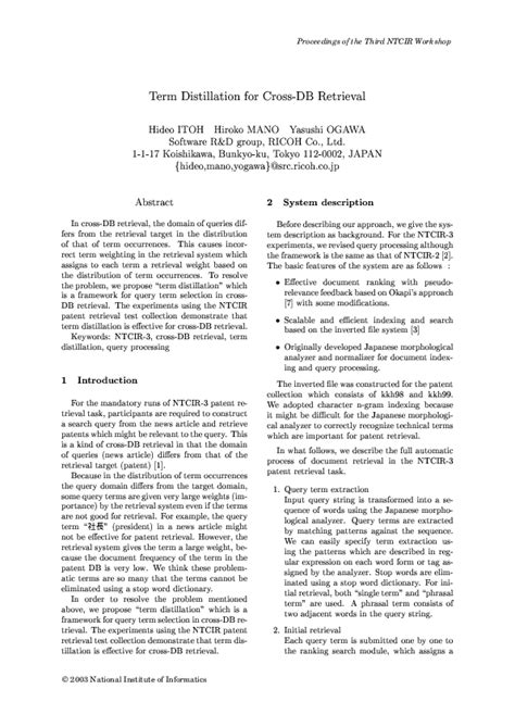 Pdf Term Distillation For Cross Db Retrieval