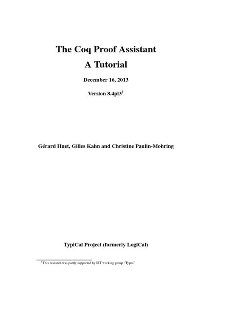 Tutorial Coq Pdf First Order Logic Function Mathematics