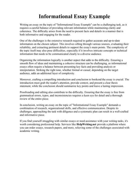 Informational Essay Example Writing An Informational Essay Informative Essay With Examples