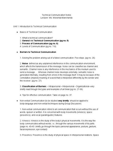 Technical Communication Notes Pdf Nonverbal Communication