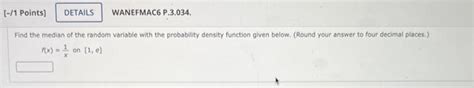 Solved Find The Median Of The Random Variable With The Chegg