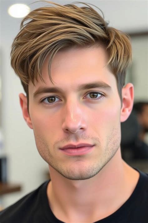 35 Modern Men Hairstyles Sleek Side Part Light Brown Haircut