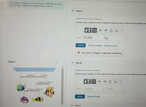 Solved The Mobile In Figure 1 Is In Equilibrium Object B