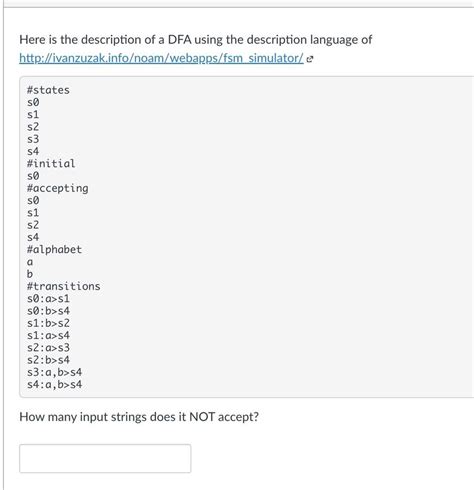Solved Here is the description of a DFA using the | Chegg.com