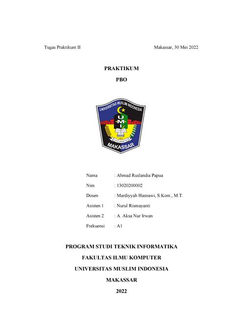 praktikum modul 2 program berorientasi objek tugas praktikum ii